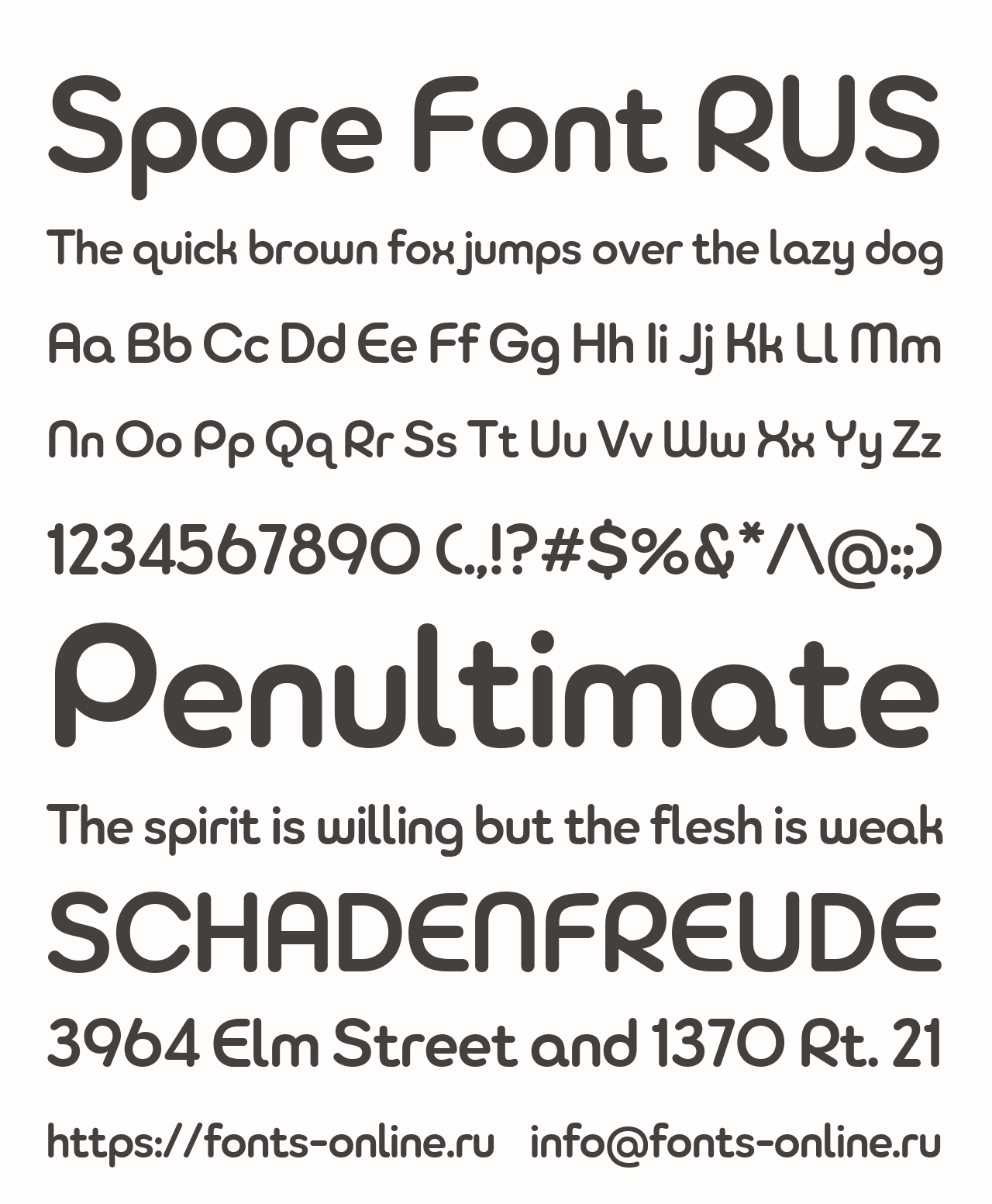 Spore Font RUS шрифт